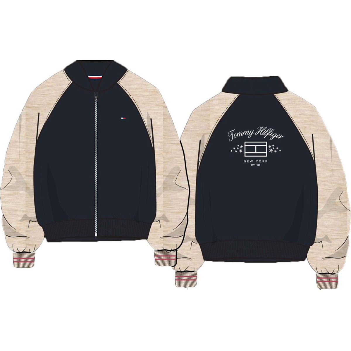 Buy Tommy Hilfiger Desert Sky Colorblock Stars Flag Emb Bomber Crewneck ...