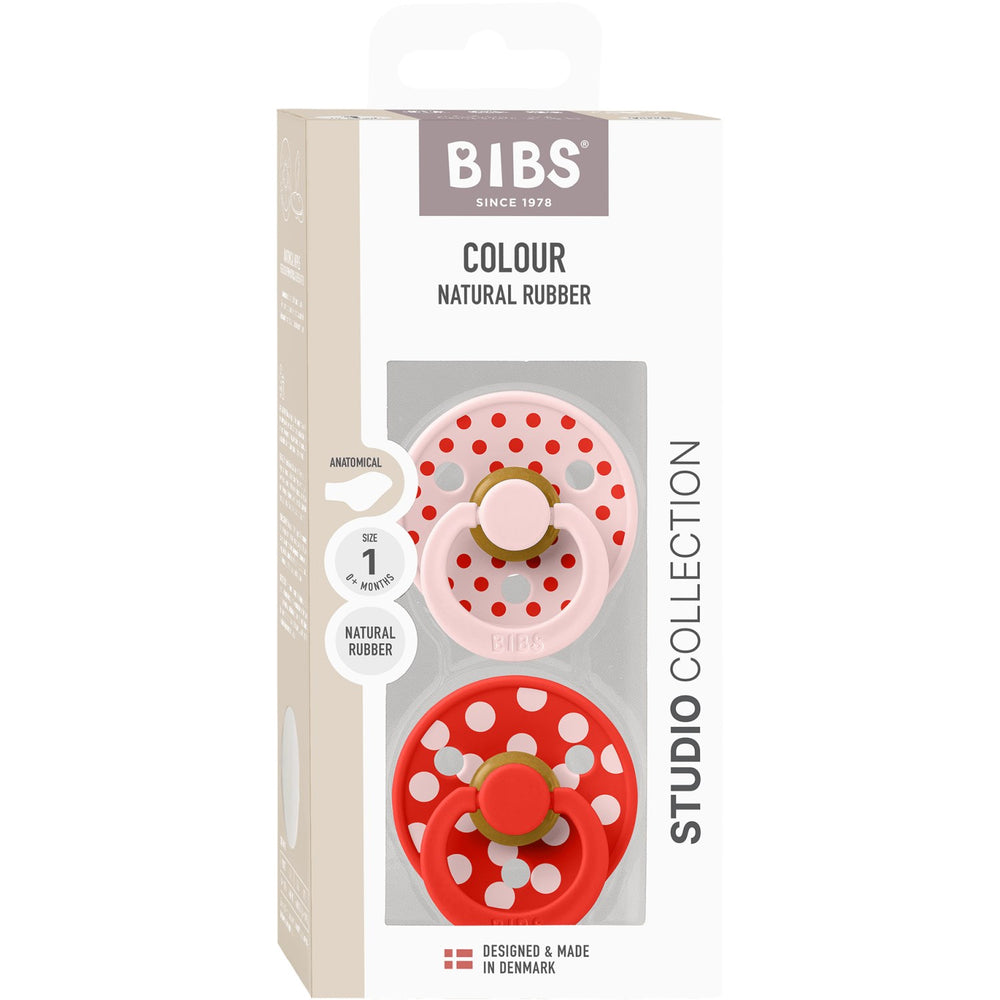 Buy Bibs Blossom/Candy Apple Pacifier Studio Colour 2-Pack Polka ...