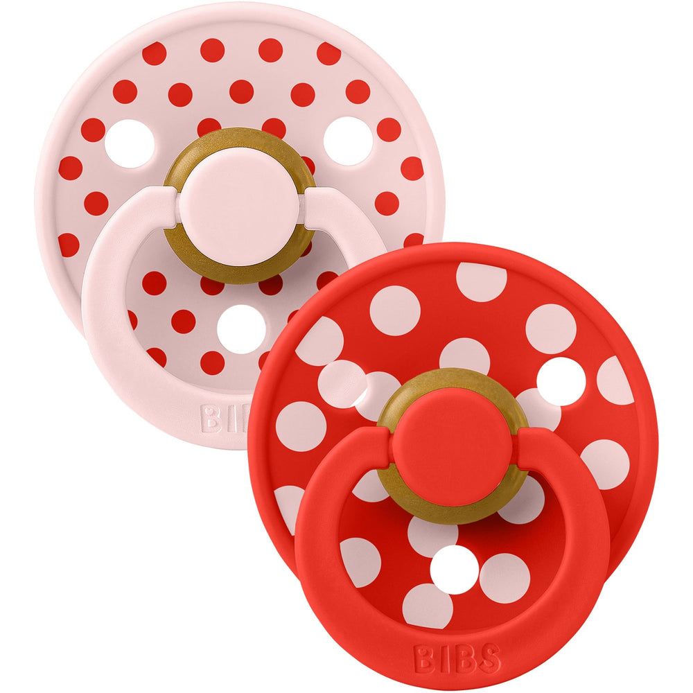 Buy Bibs Blossom/Candy Apple Pacifier Studio Colour 2-Pack Polka ...